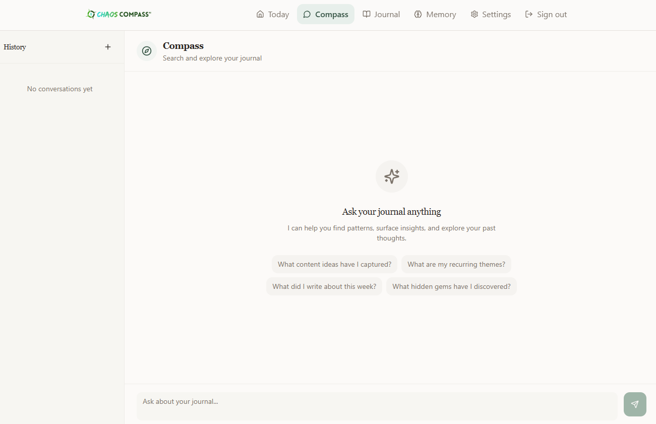 Chaos Compass AI - Private AI Journal for Founders
